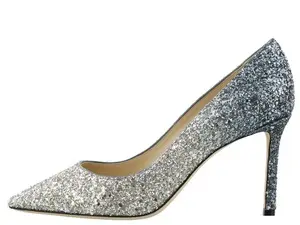 JIMMY CHOO Romy 85 Sequined Pointed Toe High Heels - Gray