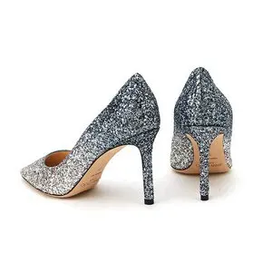 JIMMY CHOO Romy 85 Sequined Pointed Toe High Heels - Gray