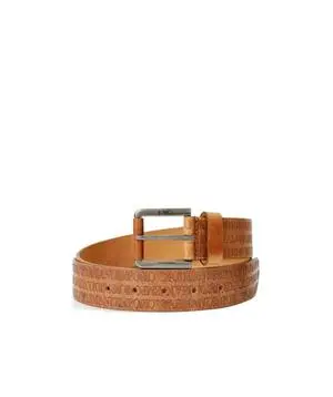 Emporio Armani Square Buckle Leather Belt - Brown