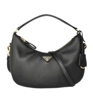 Prada Triangle Logo Shoulder Bag - Black