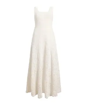 Khaite Twigs Square-neck Hand-woven Maxi Dress - White