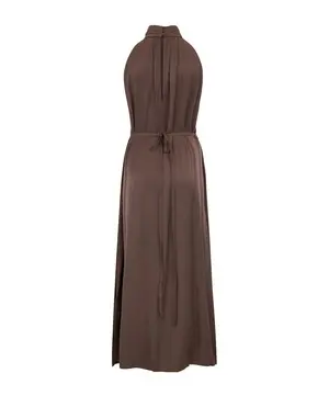 Peserico High-neck Sleeveless Maxi Dress With Tie Waist