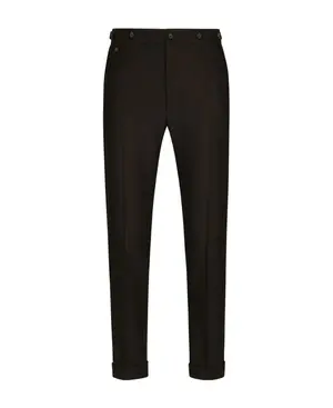Dolce & Gabbana Tailored Stretch Pants With Logo Patch - Black