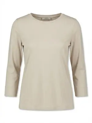 Max Mara Boat Neck T-shirt With Embroidered Logo - Gray