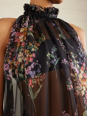 Dolce & Gabbana Floral Chiffon Ruffled Mini Dress