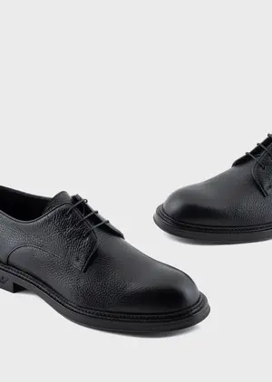 Emporio Armani Lace Up Round Toe Leather Shoes