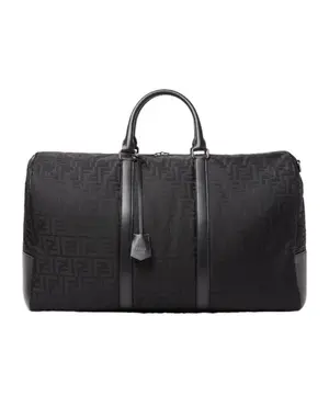 Fendi Ff Large Travel Bag With Calfskin Trim - Black