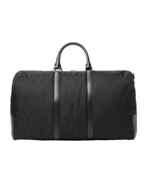Fendi Ff Large Travel Bag With Calfskin Trim - Black