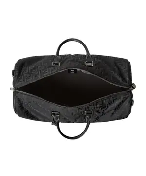 Fendi Ff Large Travel Bag With Calfskin Trim - Black