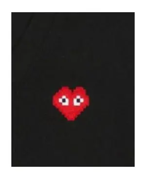 Play Comme Des Garcon Heart Applique Knitted Cardigan - Black