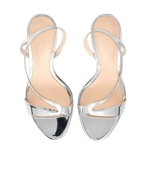 SCAROSSO Paula Almond-toe Strappy Sandals In Metallic Leather - Silver