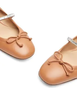 STUART WEITZMAN Stefanie Embellished Ballerina Flats - Tan/clear
