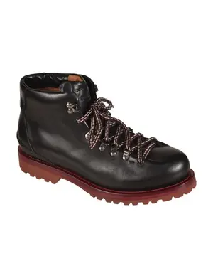 BUTTERO® Leather Lace Up Boots - Black