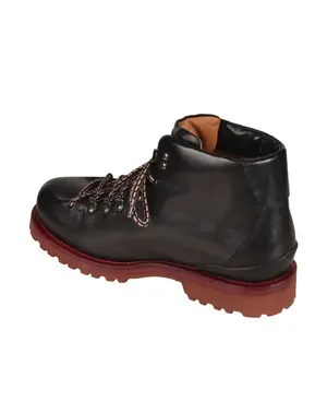 BUTTERO® Leather Lace Up Boots - Black