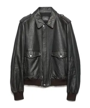 Prada Long-sleeved Leather Jacket - Black