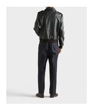 Prada Long-sleeved Leather Jacket - Black