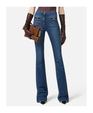 Elisabetta Franchi Logo Plaque Boot Cut Jeans - Blue