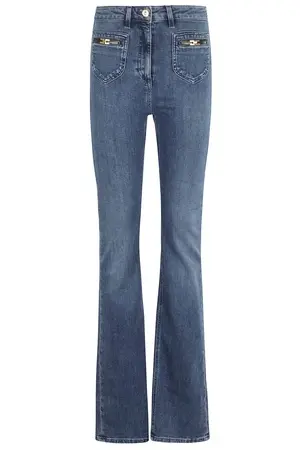 Elisabetta Franchi Logo Plaque Boot Cut Jeans - Blue