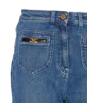 Elisabetta Franchi Logo Plaque Boot Cut Jeans - Blue