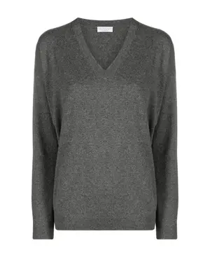 Brunello Cucinelli V-neck Knitted Pullover - Black
