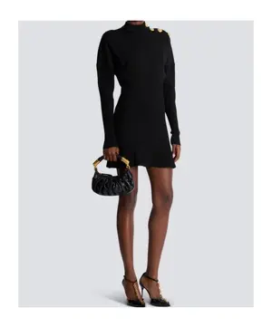 Balmain Knit Flared Dress With Lion Head Buttons