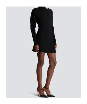 Balmain Knit Flared Dress With Lion Head Buttons