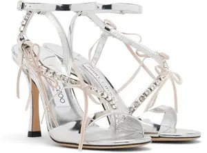 JIMMY CHOO Lula 100 Embellished Stiletto Sandals - Silver/macaron