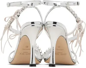 JIMMY CHOO Lula 100 Embellished Stiletto Sandals - Silver/macaron