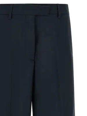Miu Miu Tailored Trousers With Embroidered Logo - Navy