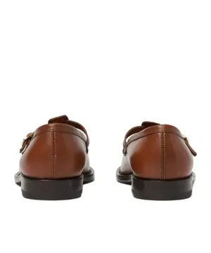 SCAROSSO Edna Buckle Fastened Flat With Openwork Details - Tan