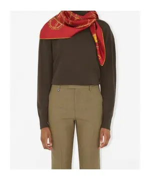 Burberry Chain Check Silk Scarf - Rust