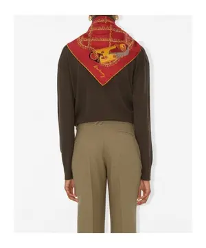 Burberry Chain Check Silk Scarf - Rust