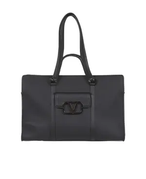 Valentino Garavani Vlogo Leather Tote Bag - Black