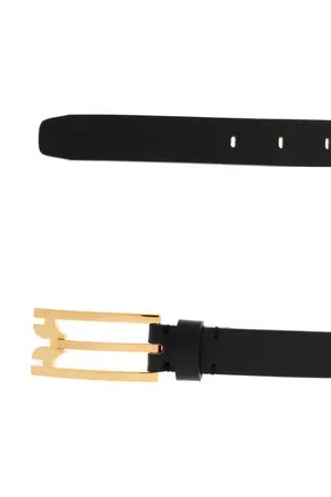 Victoria Beckham Wide Buckle Leather Belt - Black