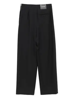 Loewe Belted Trousers With Straight Leg And Embossed Leather Patch