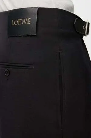 Loewe Belted Trousers With Straight Leg And Embossed Leather Patch