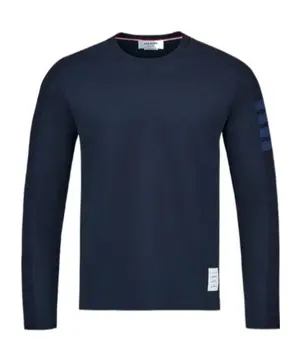 Thom Browne Four-bar Crewneck Sweatshirt - Navy Blue