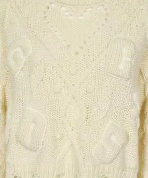 Gcds Destroyed Chunky-knit Jumper - White