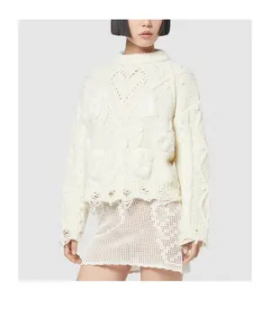 Gcds Destroyed Chunky-knit Jumper - White