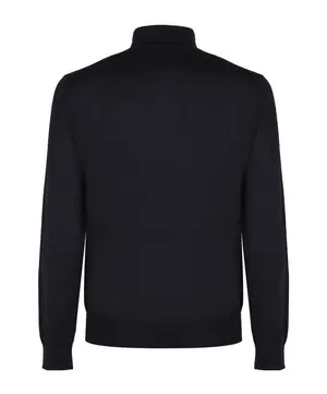 Zegna Long Sleeve Knitted Polo Shirt - Black