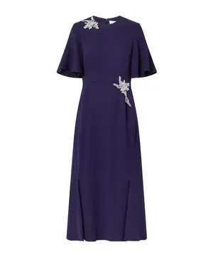 Erdem Embellished Midi Dress - Navy