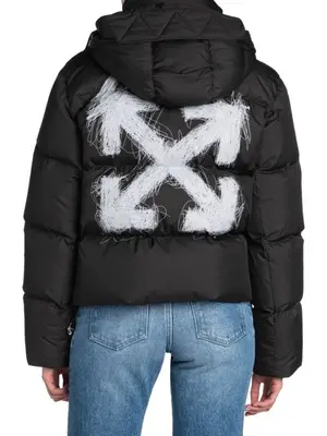 Off-White Scribbled Arrows Hooded Down Jacket - Black