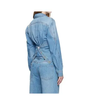 MUGLER Wrap-effect Denim Shirt