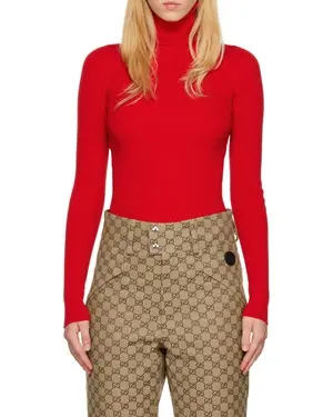 Gucci Logo Embroidered Roll Neck Jumper