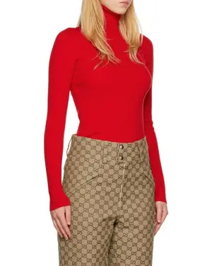 Gucci Logo Embroidered Roll Neck Jumper