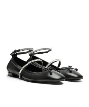 STUART WEITZMAN Stefanie Embellished Ballerina Flats - Black/clear