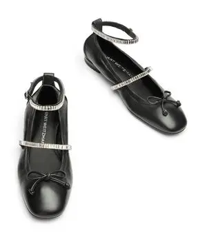 STUART WEITZMAN Stefanie Embellished Ballerina Flats - Black/clear
