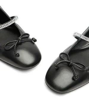 STUART WEITZMAN Stefanie Embellished Ballerina Flats - Black/clear