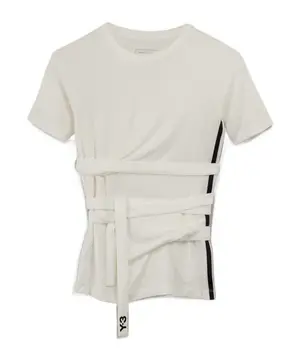 Y3 3-striped Drawstring T-shirt - White