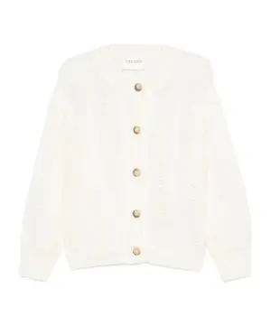 Closed Crew-neck Cardigan With Button Closure - No